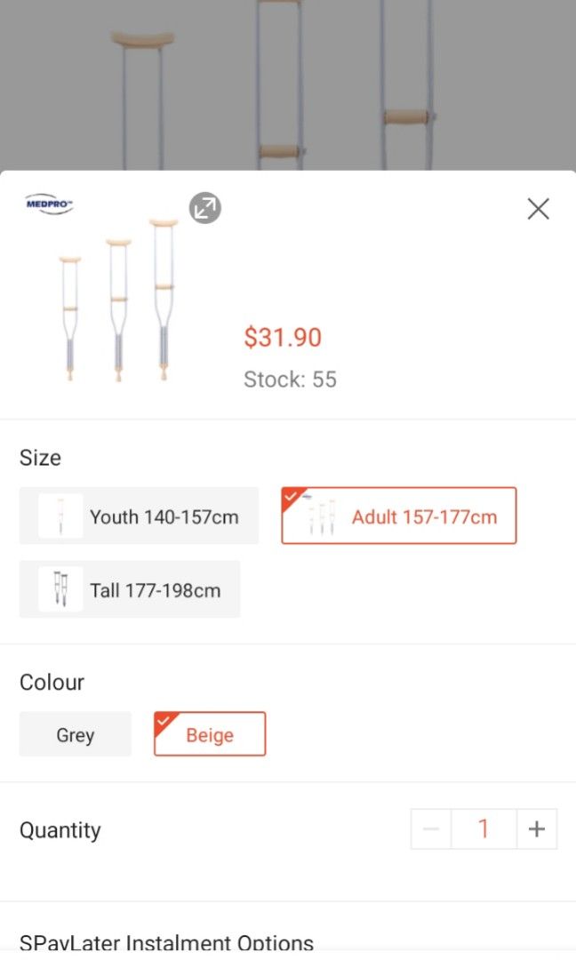 Medpro Axillary Crutches 50% off, Health & Nutrition, Assistive ...