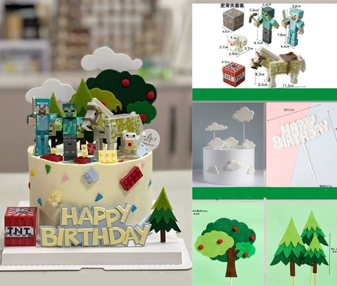 Minecraft birthday cake topper decoration toys figurine, Hobbies & Toys ...