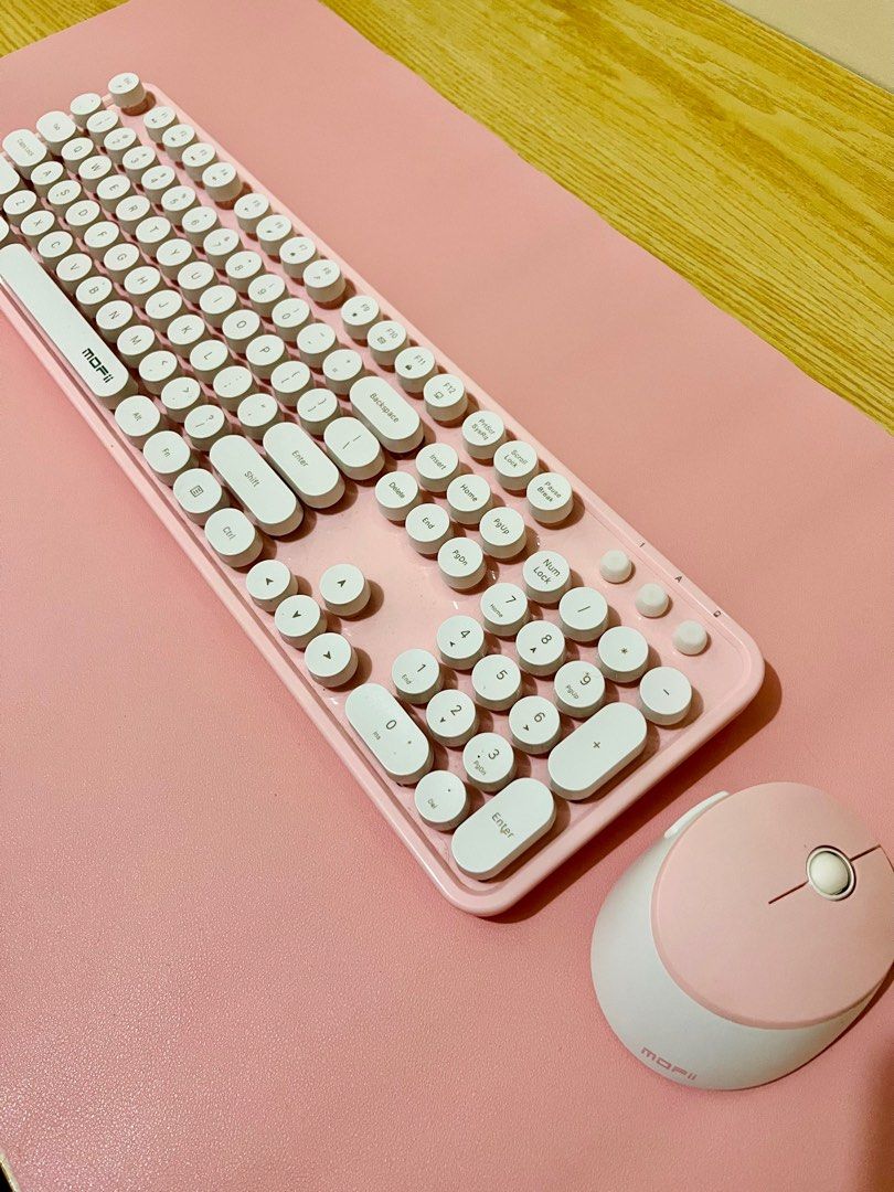 Mofii Keyboard and Mouse Set (Pink and White), Computers & Tech, Parts ...
