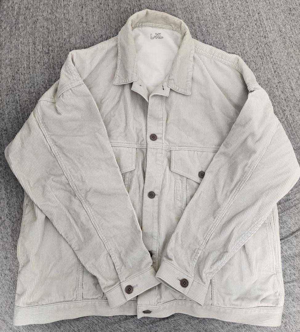 MUJI Labo 無印良品 燈芯絨外套 L-XL 灰色, 他的時尚, 外套、夾克、大衣在旋轉拍賣