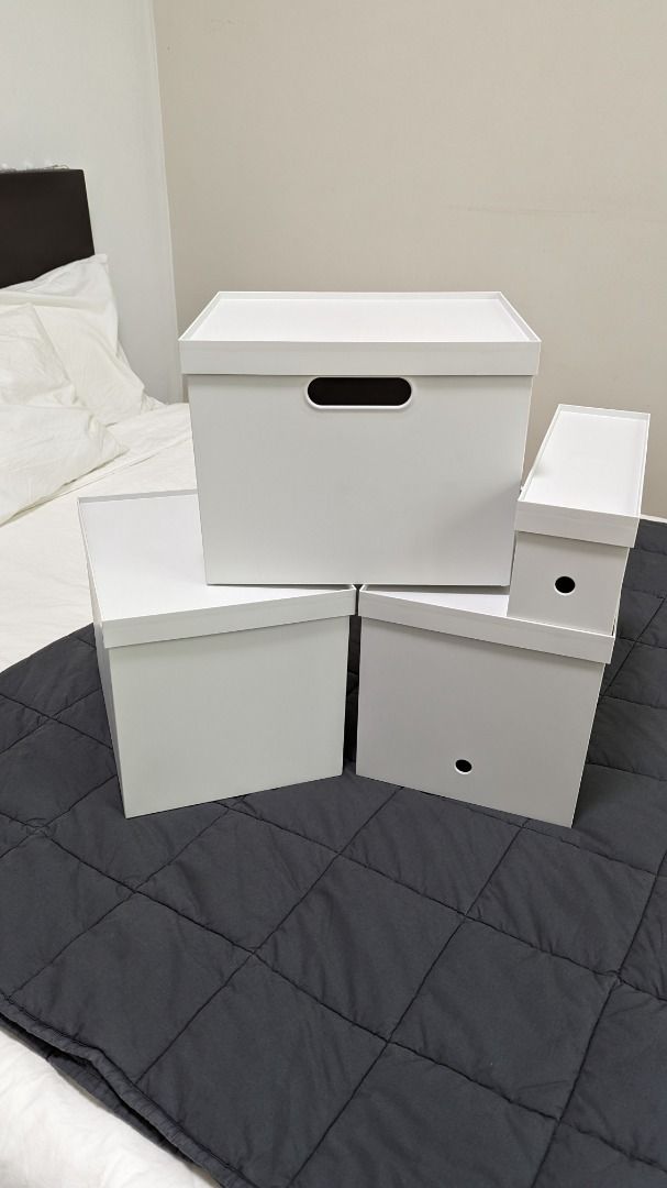 MUJI stackable file boxes w lids, Furniture & Home Living, Home ...