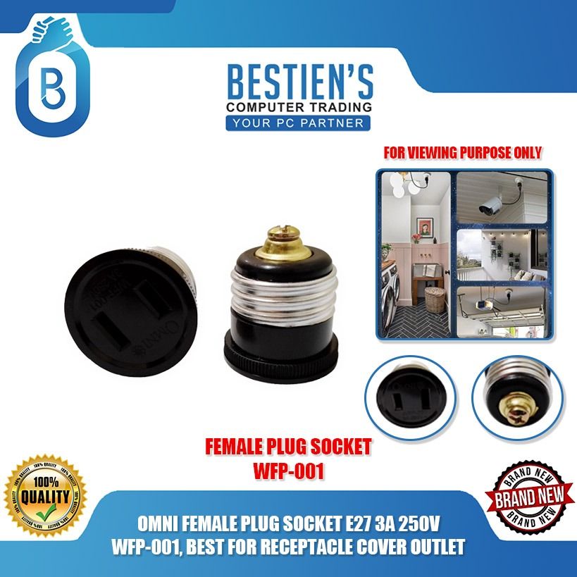 OMNI FEMALE PLUG SOCKET E27 3A 250V WFP-001, BEST FOR RECEPTACLE COVER ...