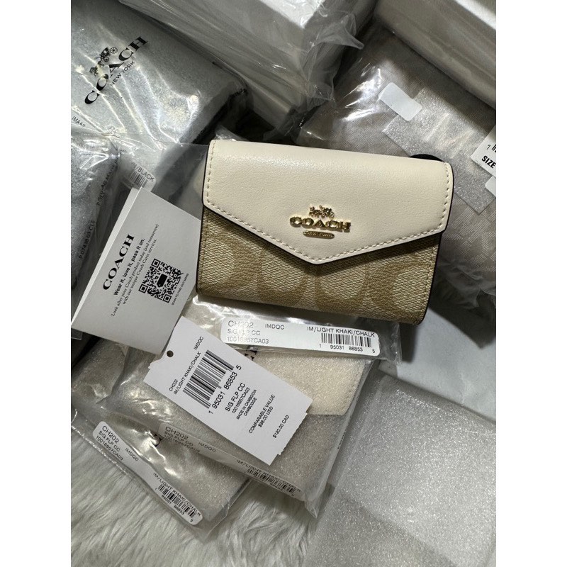 ORIGINAL Coach Flap Card Case Small Wallet In Signature Canvas, Women's ...