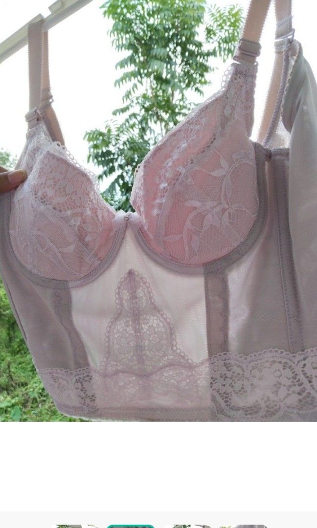 Detachable strap Pale pink Bustier Top Corset, Women's Fashion, Tops ...