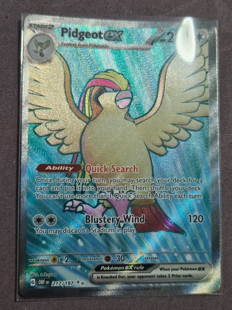 Pokemon TCG Obsidian Flames Pidgeot ex Full Art Secret Rare Card ...