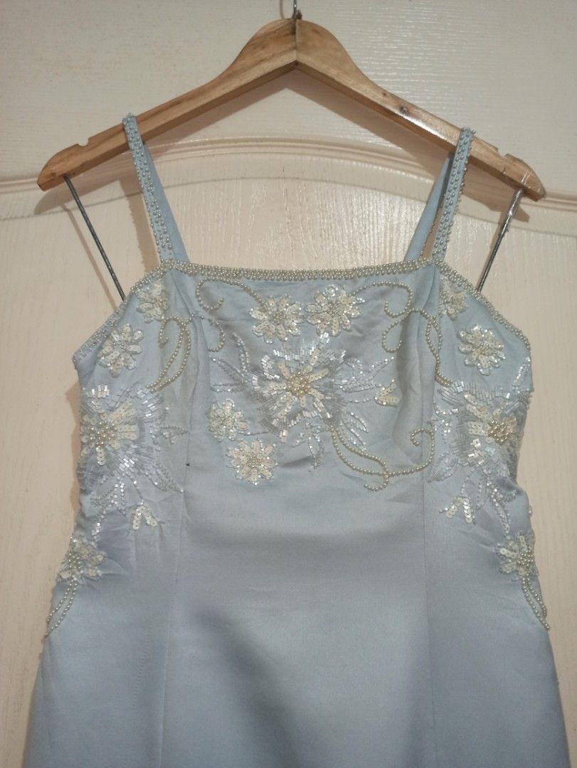 POWDER BLUE / BABY BLUE / LIGHT SKY BLUE / ICE BLUE SATIN LONG DRESS ...