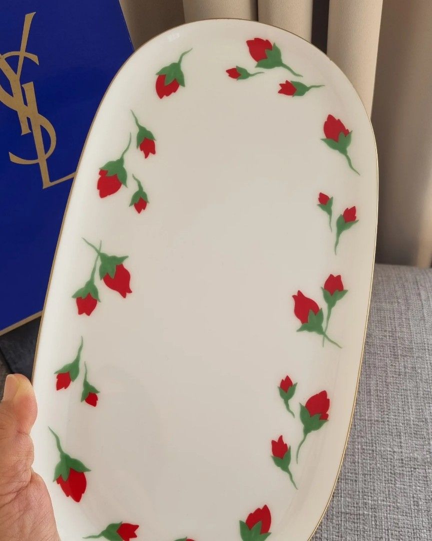 Rare YSL Rose Bud Long Plate, Furniture & Home Living, Kitchenware ...
