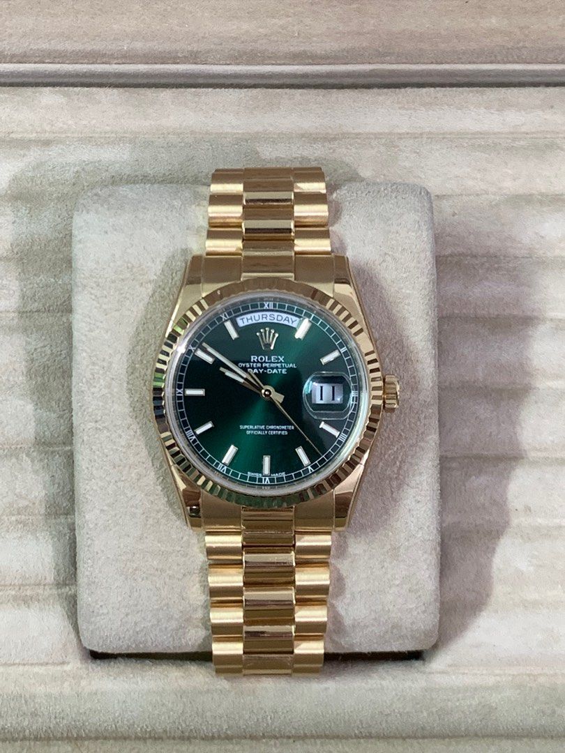 Rolex Day Date 118238 黄金綠面 (gold green dial 18238 18038 128238 228238 ...