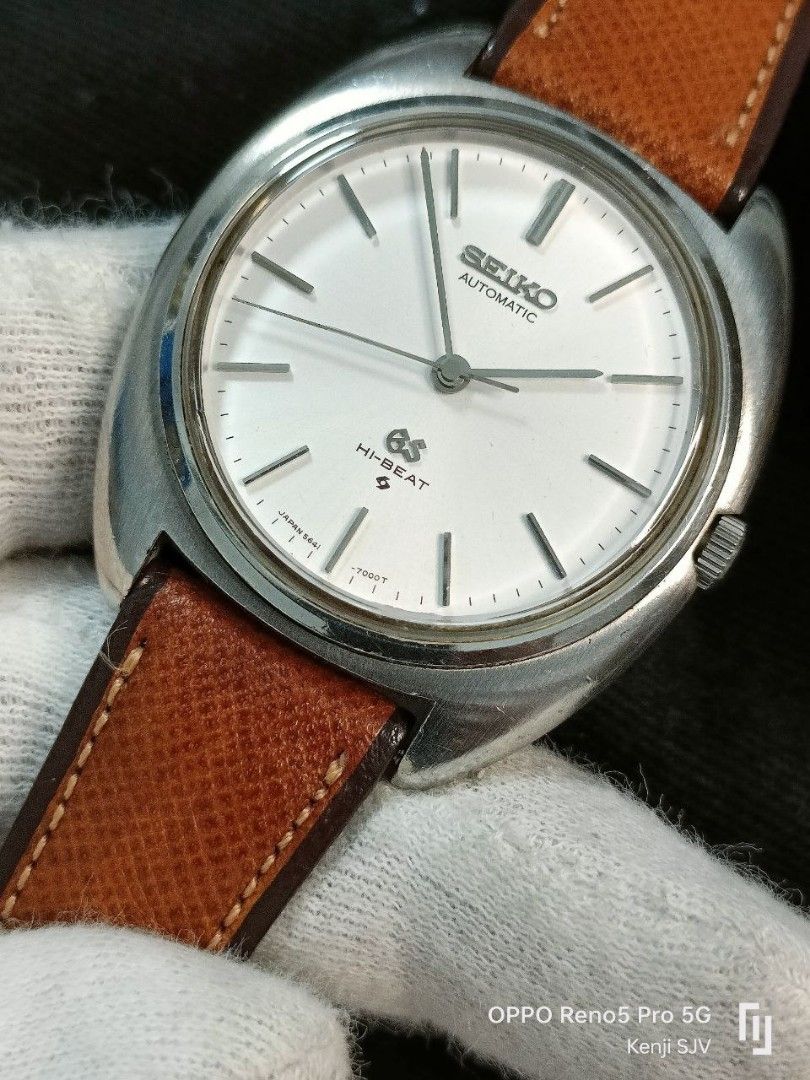 Seiko GS 5641-7000 SS AT hibeat 35mm Men lug 18mm, year 1971, Ori GS crown, gold medal backcase ...