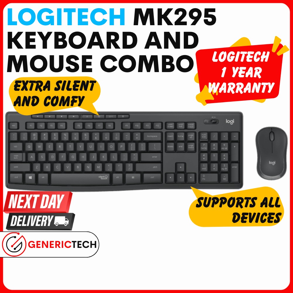 (SG CHEAPEST) Genuine Logitech MK295 Slim Wireless Keyboard and Mouse Combo - Low Profile Ultra ...