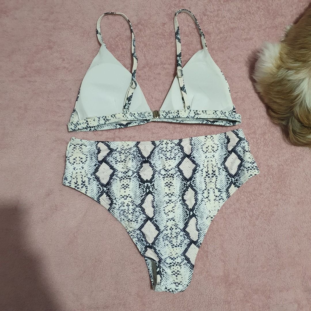 Snakeskin High cut Bikini Swimsuit, Women's Fashion, Swimwear, Bikinis ...