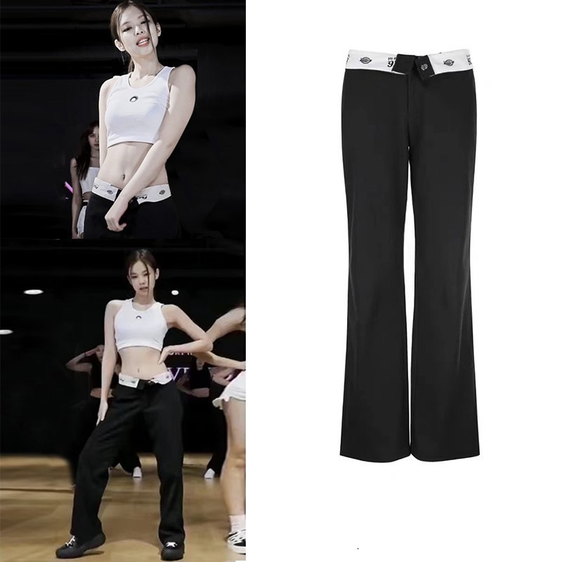 Steal My Style BlackPink Jennie Low Waist Straight Leg Pants, Women's ...