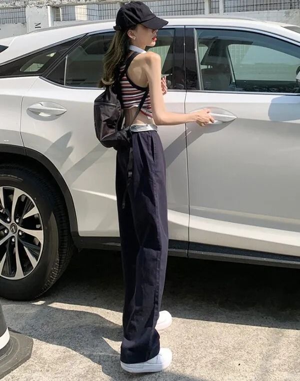 Steal My Style BlackPink Jennie Low Waist Straight Leg Pants, Women's ...