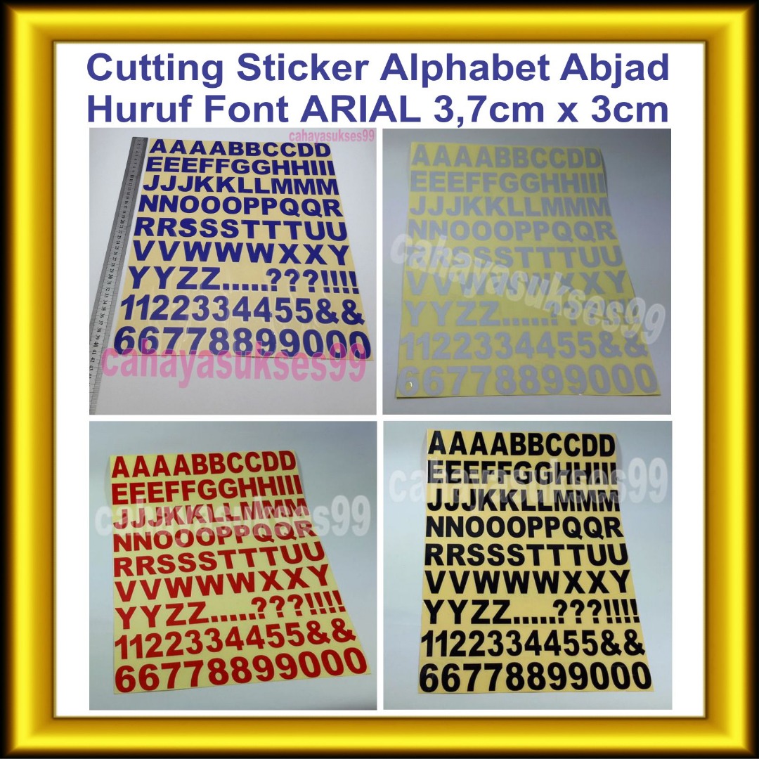 Sticker Alphabet Abjad Huruf ARIAL Font Size 3,7cm x 3cm Sticker Label ...