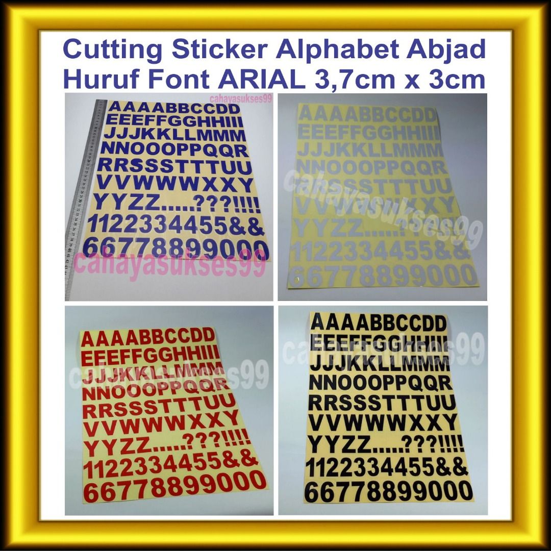 Sticker Alphabet Abjad Huruf ARIAL Font Size 3,7cm x 3cm Sticker Label ...