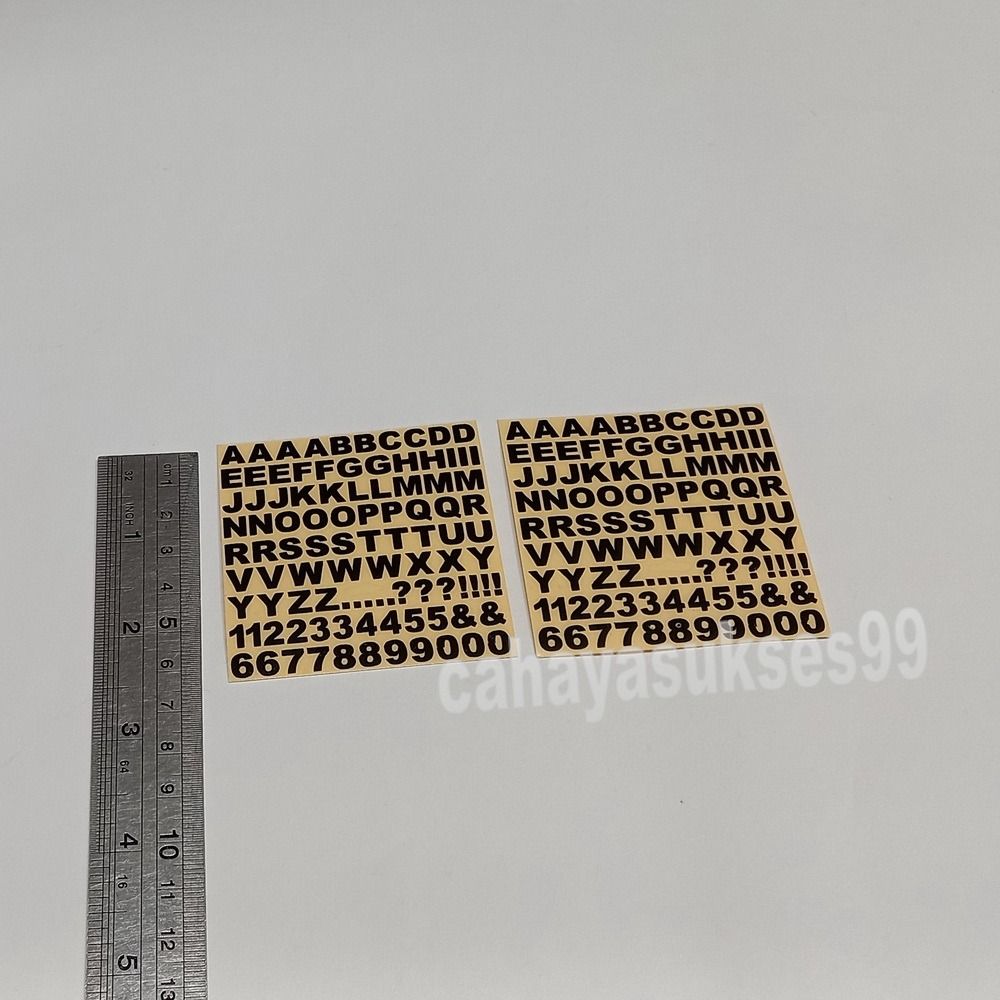 Sticker Alphabet Huruf Angka Nomor Font ARIAL Kecil 0,6cm Stiker Label ...