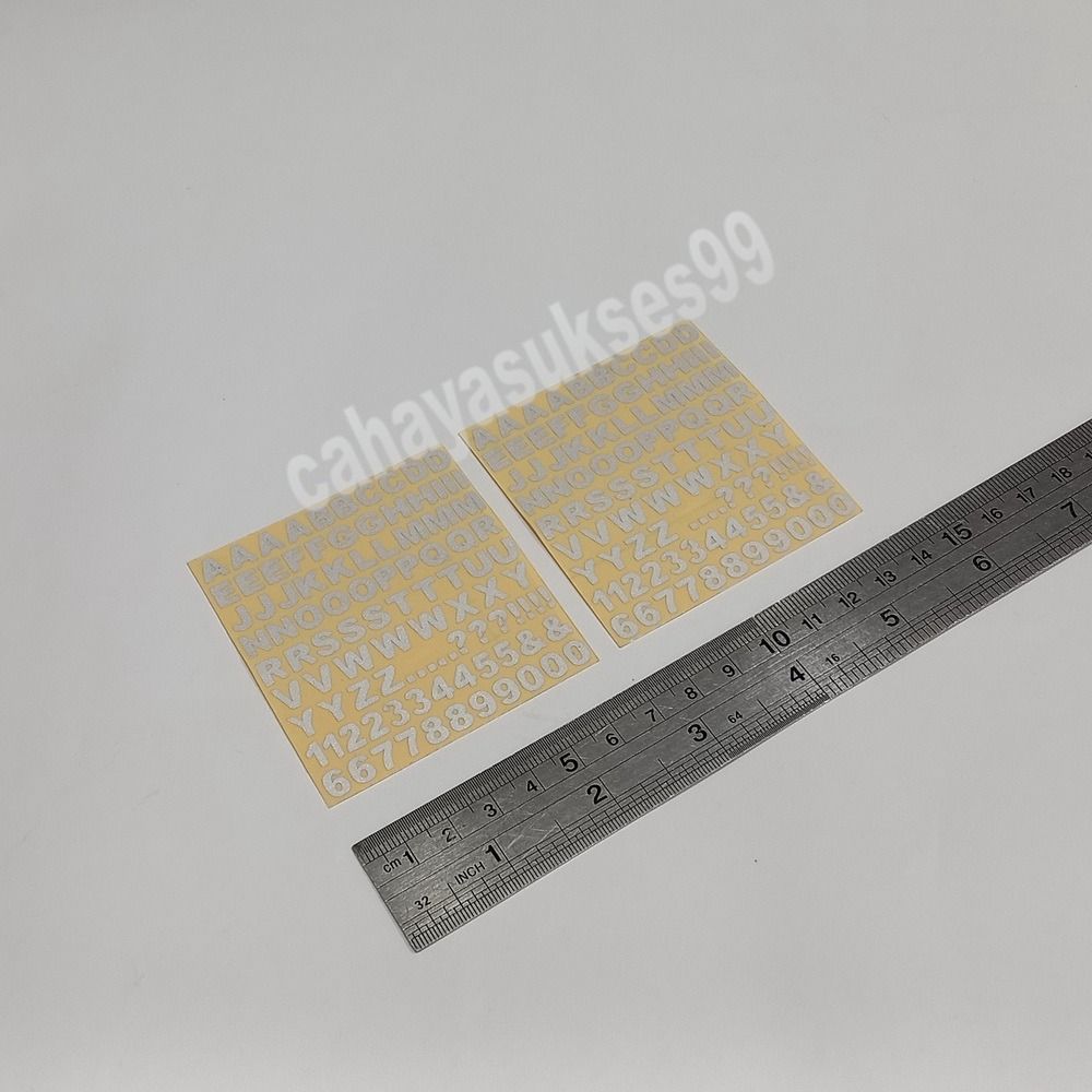 Sticker Alphabet Huruf Angka Nomor Font ARIAL Kecil 0,6cm Stiker Label ...