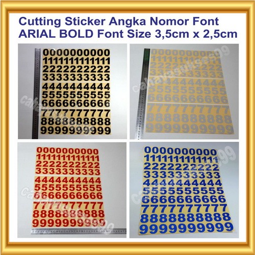 Sticker Angka Nomor ARIAL Font Size 3,5cm x 2,5cm Sticker Label Mesin ...