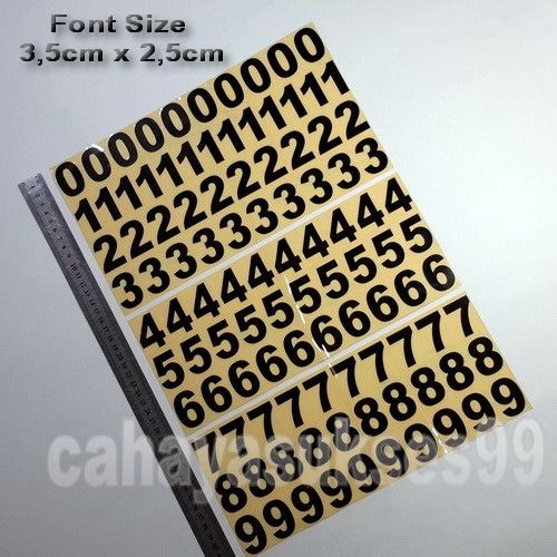 Sticker Angka Nomor ARIAL Font Size 3,5cm x 2,5cm Sticker Label Mesin ...