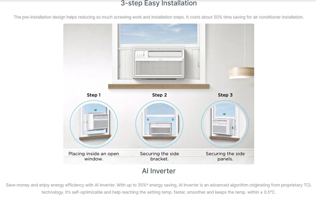 TCL A/C Window Type - AI Inverter 1HP, TV & Home Appliances, Air ...