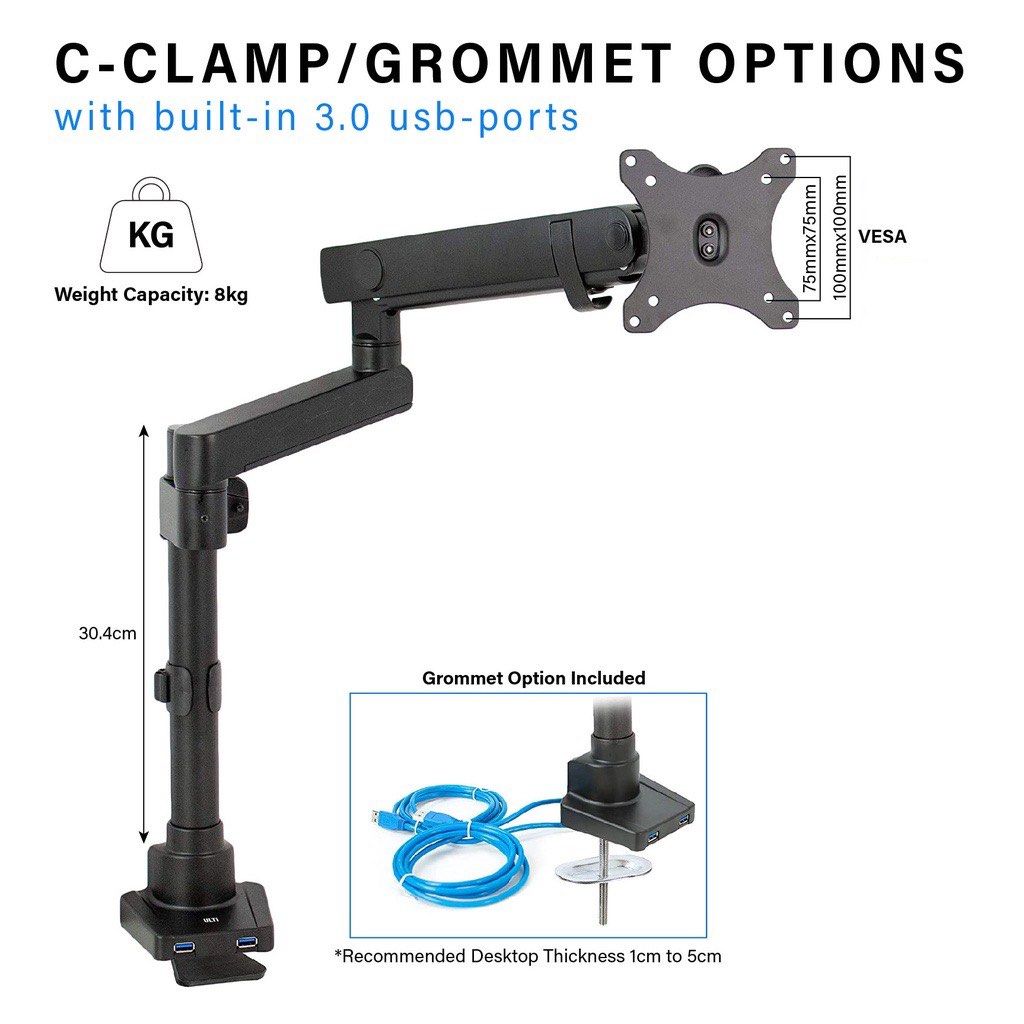 ULTi Premium Aluminium Full Motion Single Monitor Arm, Computers & Tech ...