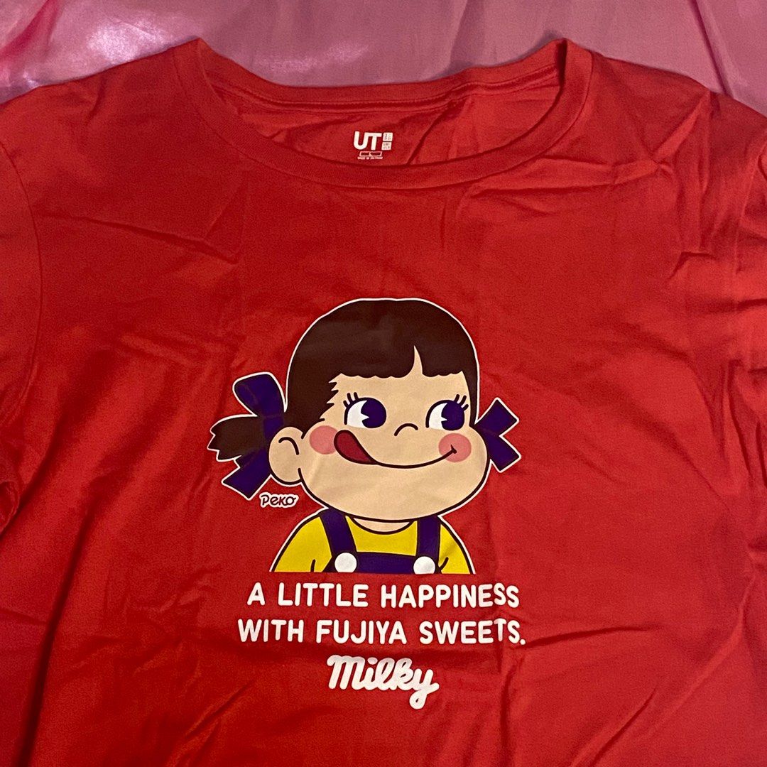 Uniqlo: Red Peko-Chan Milky Graphic Top, Women's Fashion, Tops, Shirts ...