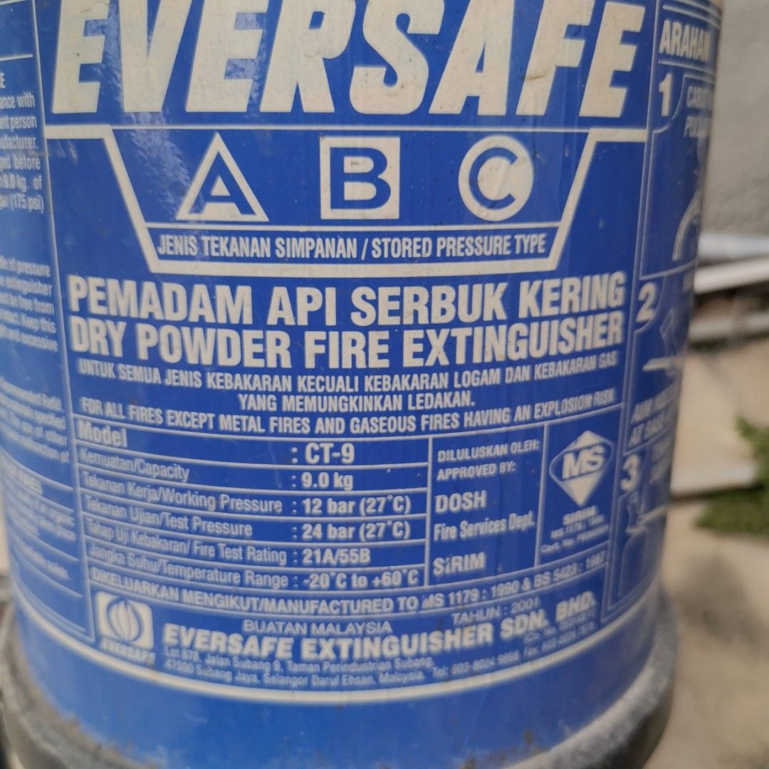 [USED] EVERSAFE DRY POWDER FIRE EXTINGUISHER / PEMADAM API SERBUK KERING, Furniture & Home ...