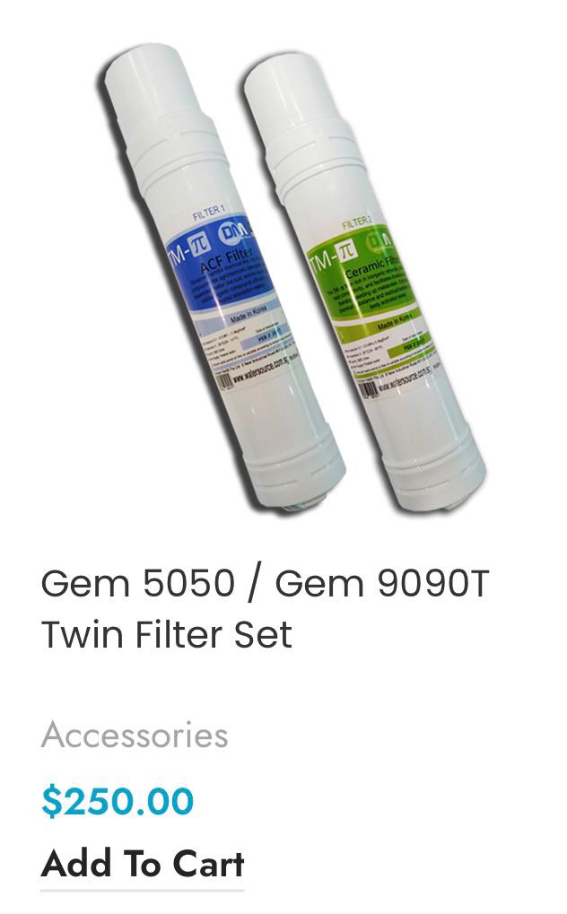 Water Source Twin Filter Set GEM 5050/ GEM 9090T, TV & Home Appliances ...