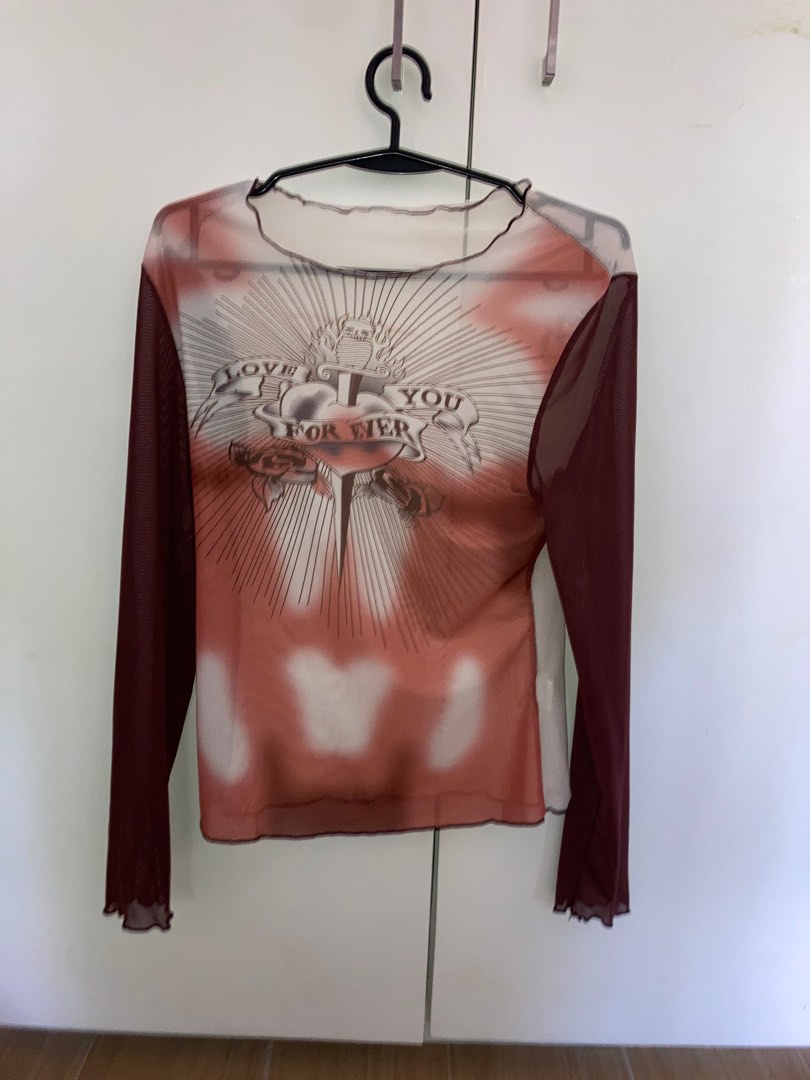 y2k mesh top, Women's Fashion, Tops, Longsleeves on Carousell