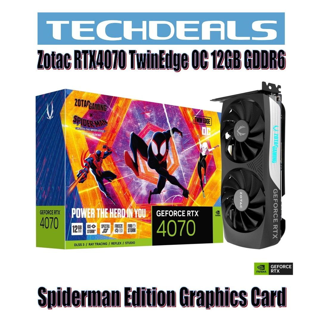 Zotac RTX4070 TwinEdge OC 12GB GDDR6 Spiderman Edition Graphics Card ...