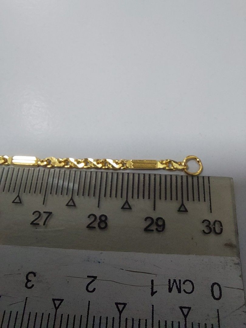 916 Gold vintage 2mm flat rolo chain/2mm bi flat bar chain Necklace 11.43g 59.8cm, Men's Fashion ...