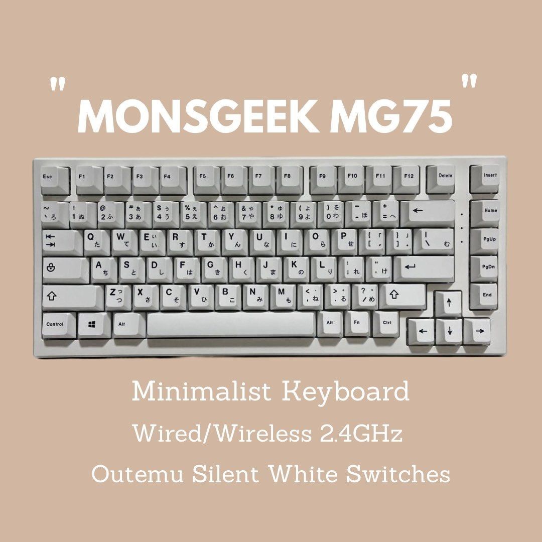 Akko monsgeek mg75w 75% layout custom keyboard, ktt white kang switches ...