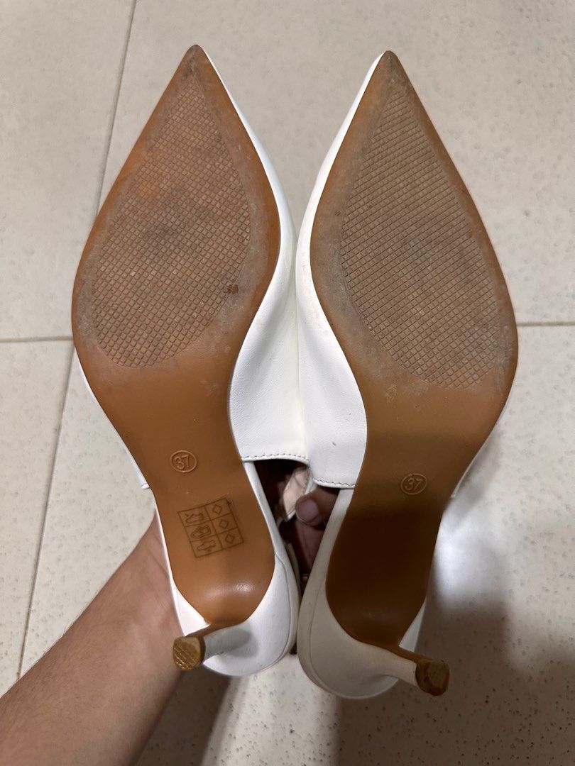 Alberto White Slingback Heels, Women's Fashion, Footwear, Heels on ...