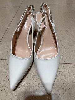 Alberto White Slingback Heels, Women's Fashion, Footwear, Heels on ...