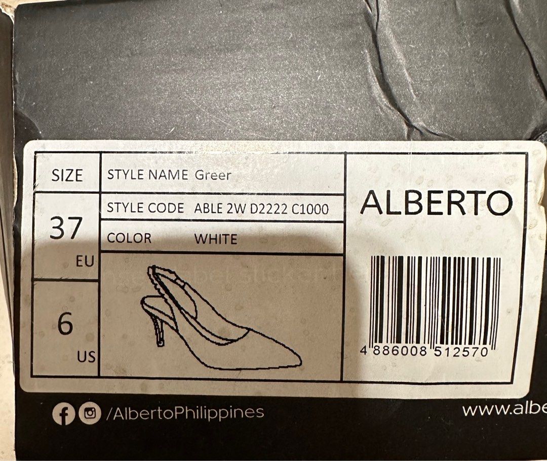 Alberto White Slingback Heels, Women's Fashion, Footwear, Heels on ...