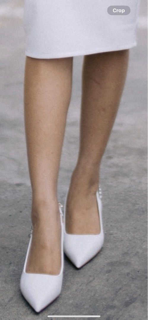 Alberto White Slingback Heels, Women's Fashion, Footwear, Heels on ...