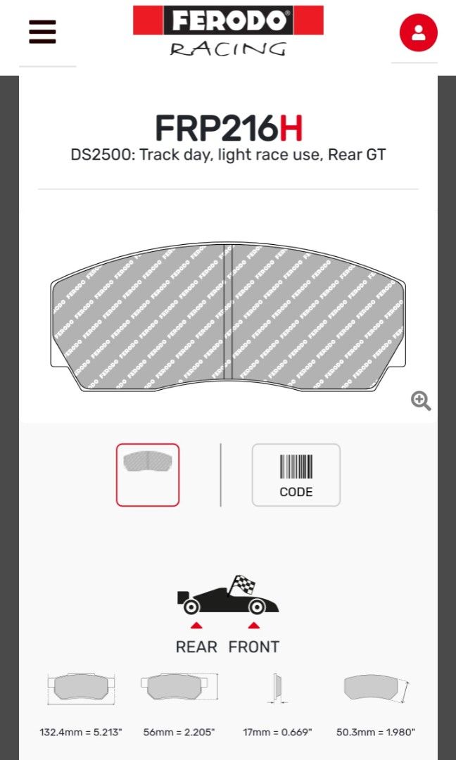 AP Racing Brake Pads Ferodo DS2500 (FRP216H)=(CP3215D50), Car ...