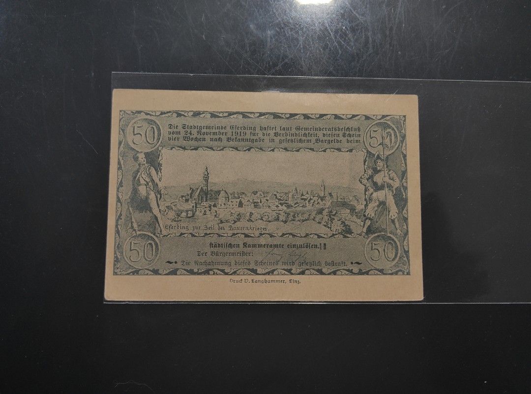 Austria Notgeld 1919 50 Heller Banknote Currency AU, Hobbies & Toys ...