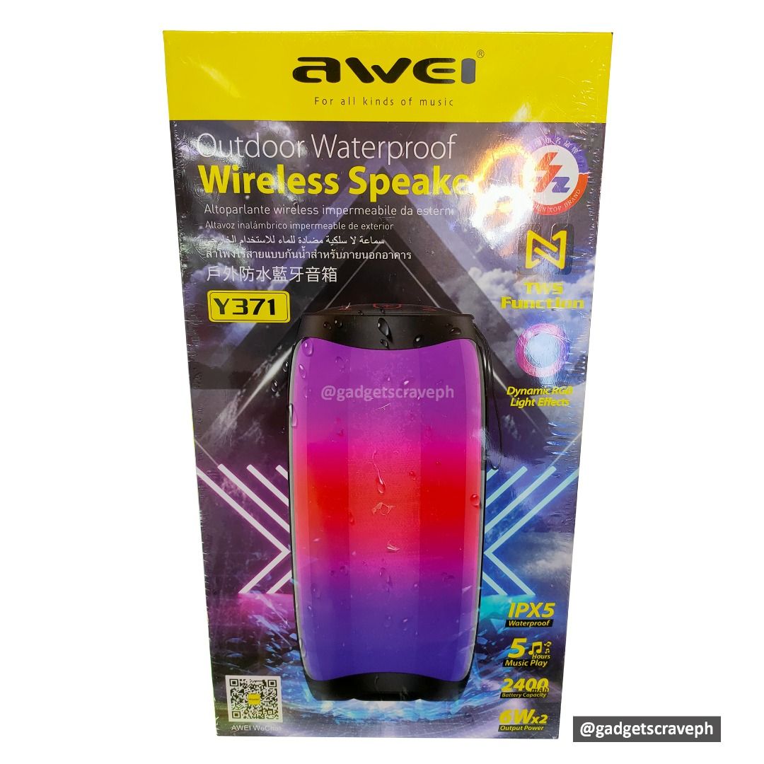 Awei Y371 Wireless Bluetooth Outdoor IPX5 Waterproof Speaker 2400mAh ...