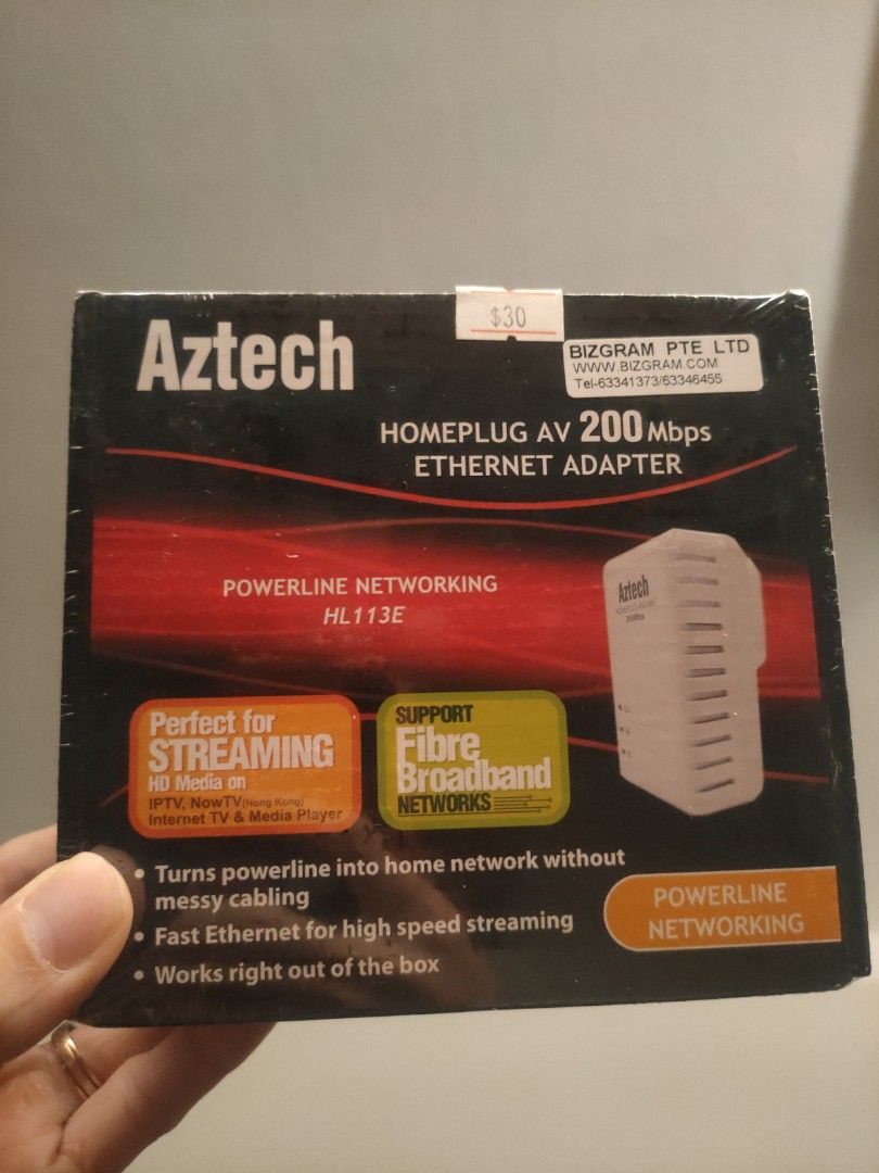 Aztech HomePlug AV 200Mbps Poweline Ethernet LAN Adapter, Computers ...