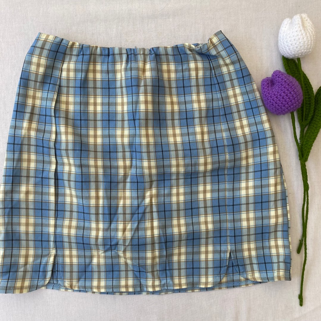 Blue plaid skirt, Women's Fashion, Bottoms, Skirts on Carousell