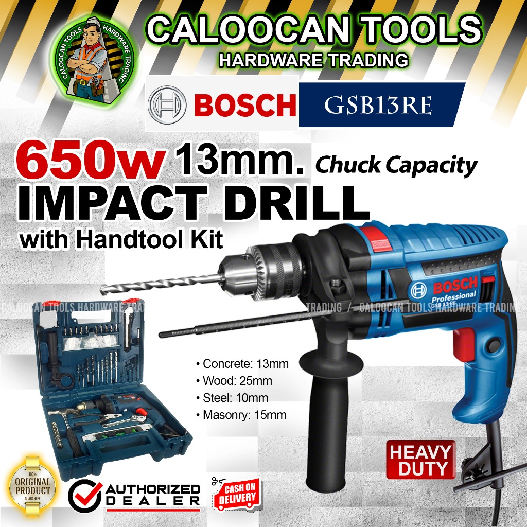 BOSCH 650W 13mm Impact Drill with Handtool Kit Set (GSB13RE ...