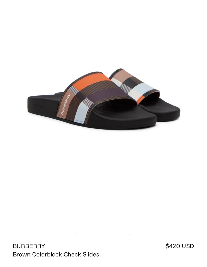 Burberry Brown Colorblock Check Slides, Men's Fashion, Footwear ...