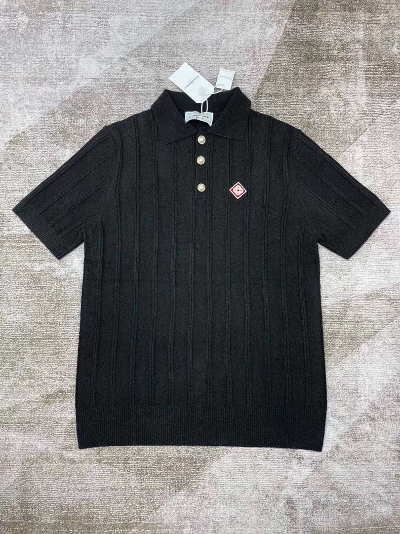 Casablanca Boucle Logo Knit Polo, Men's Fashion, Tops & Sets, Tshirts & Polo Shirts on Carousell