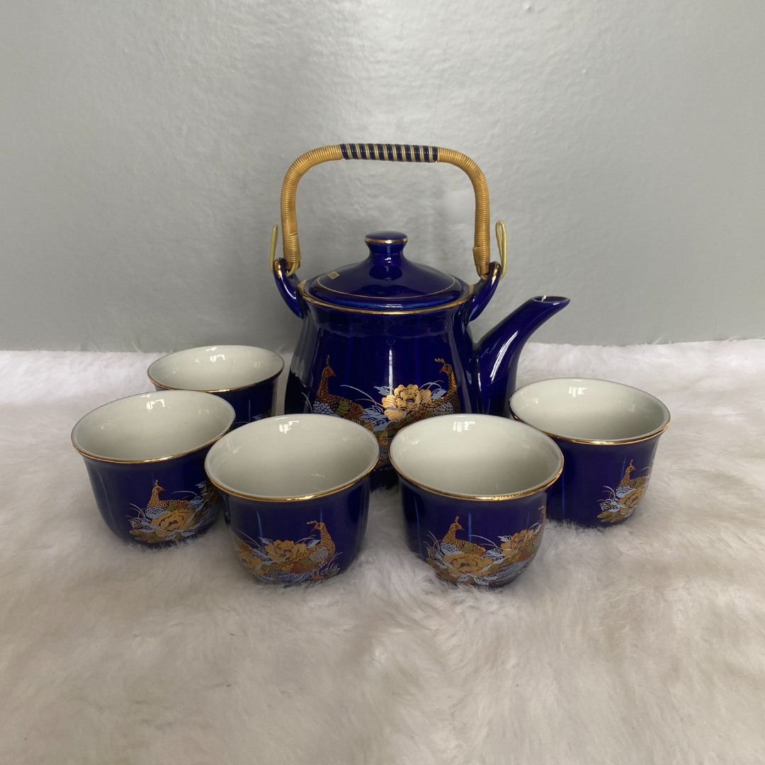 Cobalt Blue Vintage Painted Tea Set from Taiwan, Furniture & Home ...