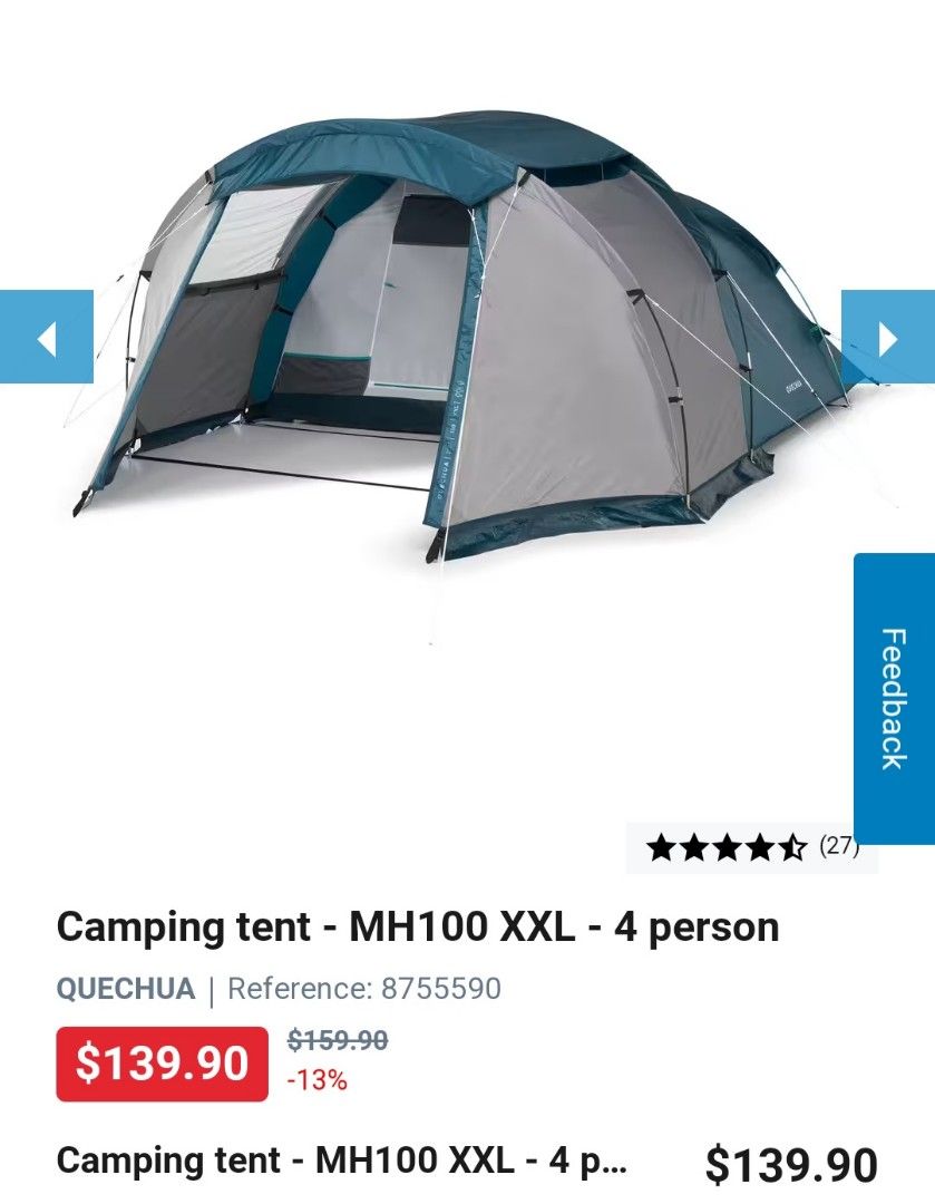 Decathlon Quechua Tent MH100 XXL, Sports Equipment, Hiking & Camping on ...