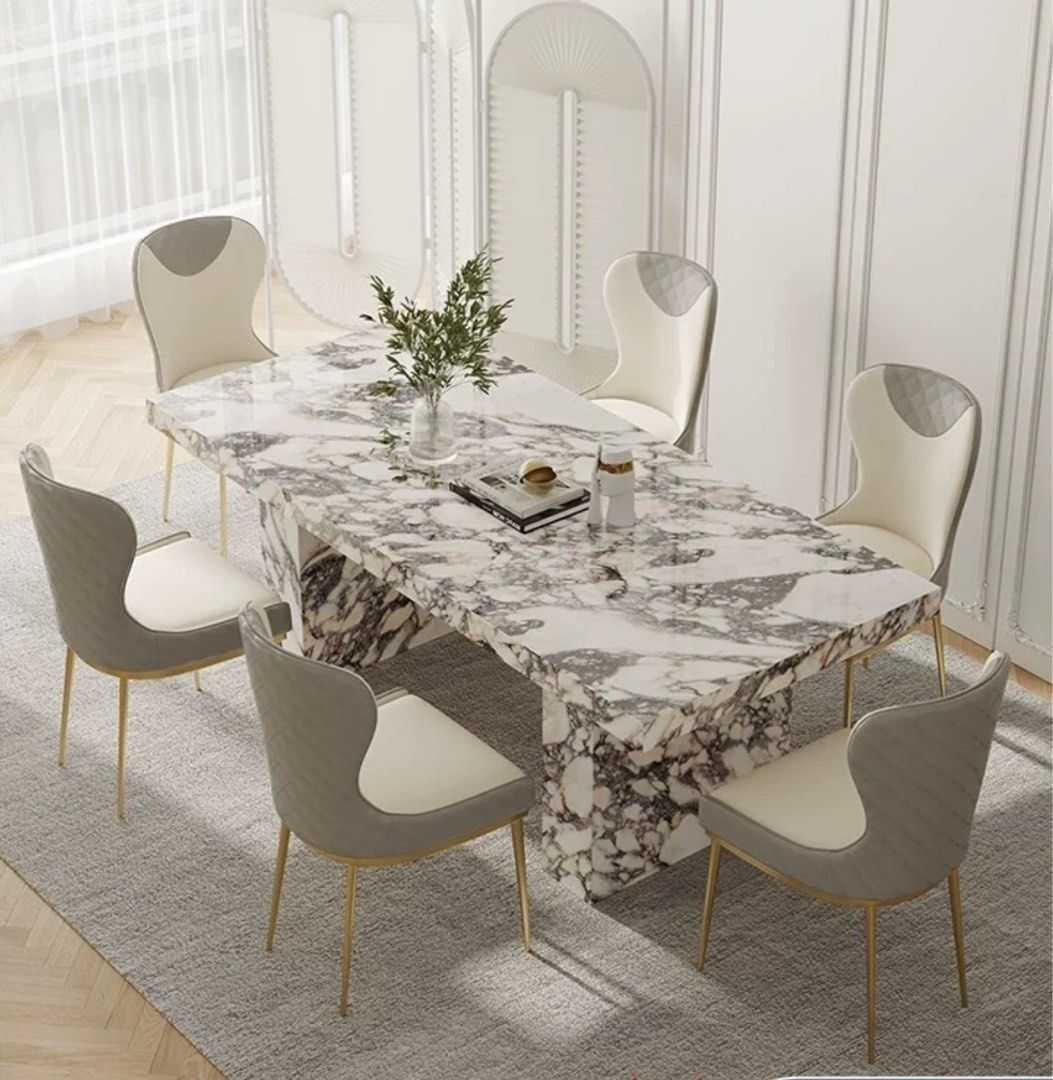 DEVS Modern Marble Dining Table, Furniture & Home Living, Furniture ...