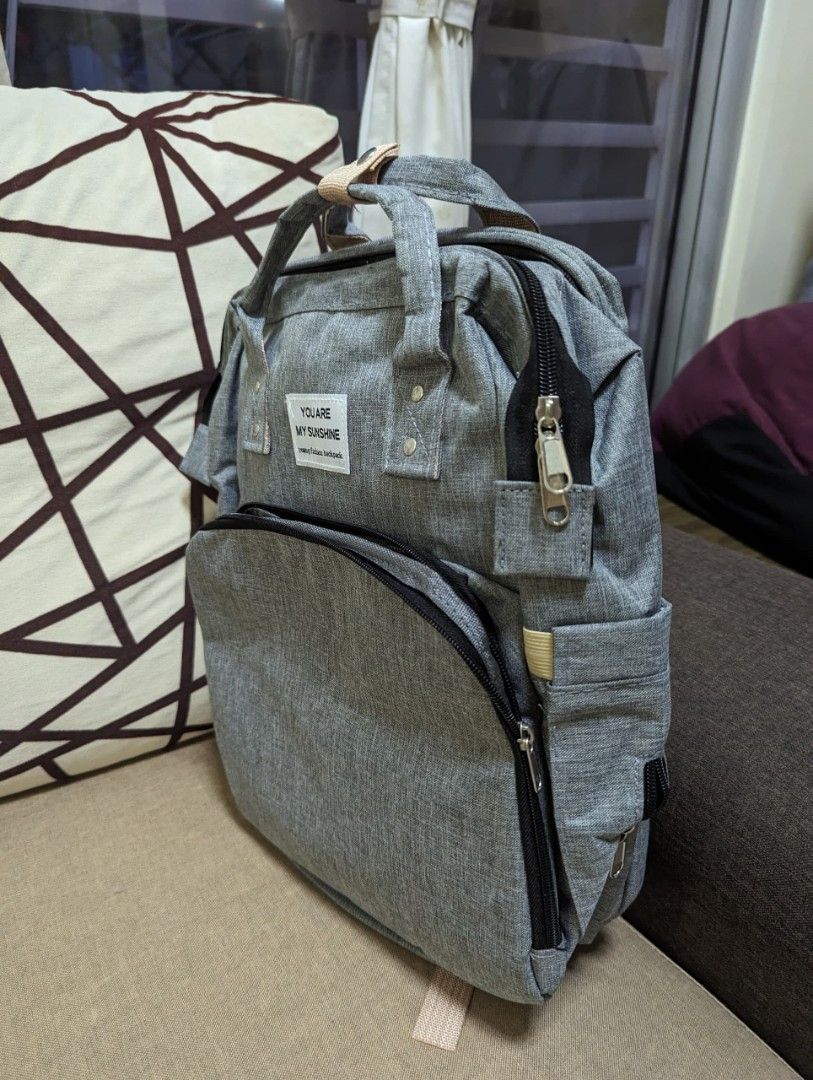 Diaper Bag Backpack with Auto Folding Crib, Portable Sleeping Mummy Bag ...