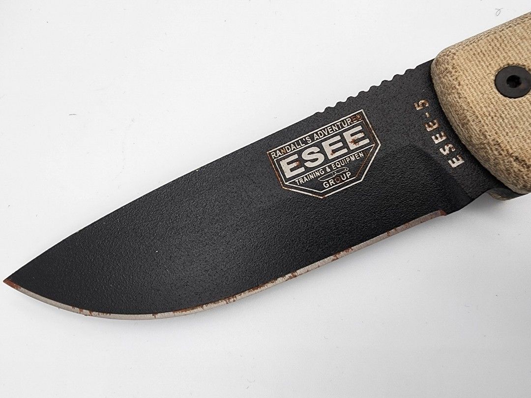 ESEE Knives ESEE-5P-E Plain Edge, Tan Micarta Handles, Black Kydex ...