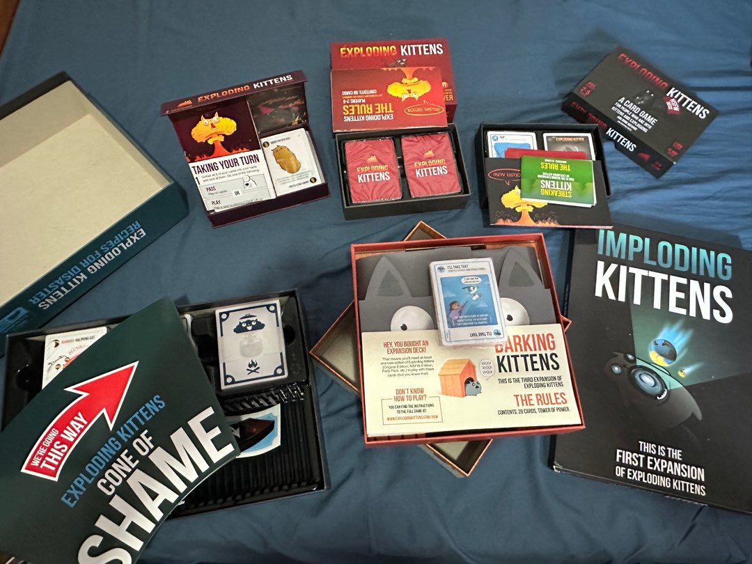 Exploding Kittens + Expansions, Hobbies & Toys, Toys & Games on Carousell